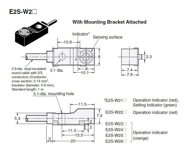 E2S-W25 1M Omron | Capacitive Compact Proximity Sensor | Valin