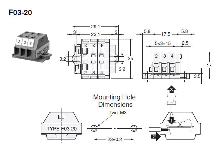 F03-20 Omron | Liquid Leakage Sensor Terminal Block | Valin